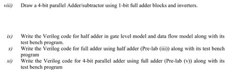 Solved Viii Draw A Bit Parallel Adder Subtractor Using Chegg Com