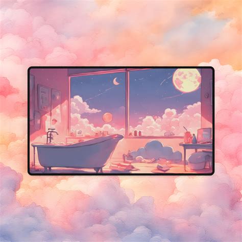 Kawaii Lofi Pink Cute Cozy Aesthetic Desk Mat Adorable And Functional Workspace Accessory For A