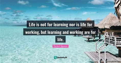 Life Is Not For Learning Nor Is Life For Working But Learning And Wor