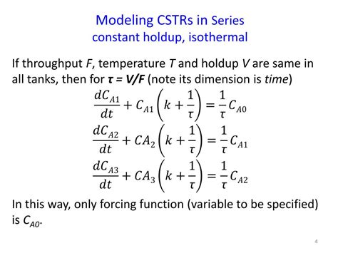 Ppt Modeling Cstrs In Series Constant Holdup Isothermal Powerpoint Presentation Id 2766424