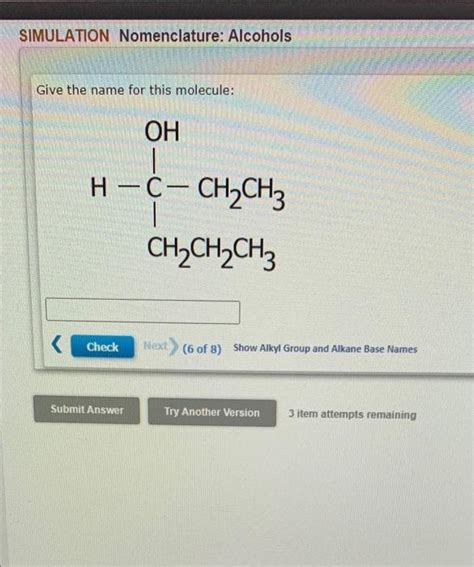 solved simulation nomenclature alcohols give the name for