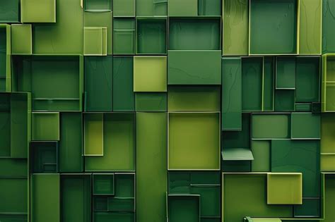 Geometric Pattern Of Overlapping Green Rectangles Premium Ai