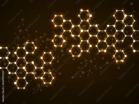 Abstract Hexagonal Molecules Glowing Molecular Structure Of Dna