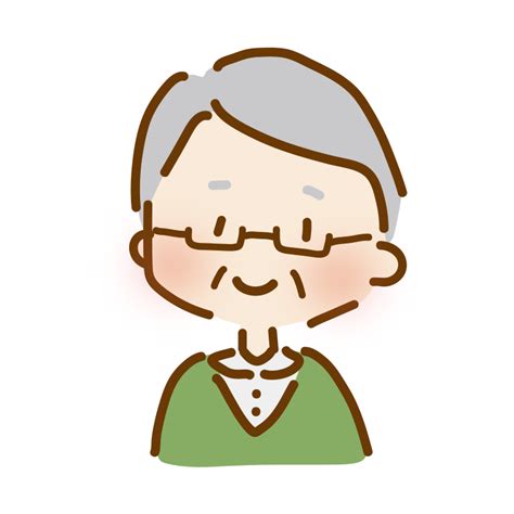 ゆるくて可愛いおじいさんの無料 フリー イラスト かわいい手描きの無料素材「てがきっず」保育園・小学校・介護施設にぴったりのフリー素材イラスト