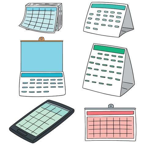 Conjunto De Vetores De Calendário Vetor Premium