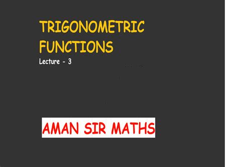 Solution Trigonometric Functions 03 Sign Scheme Range Trigonometric