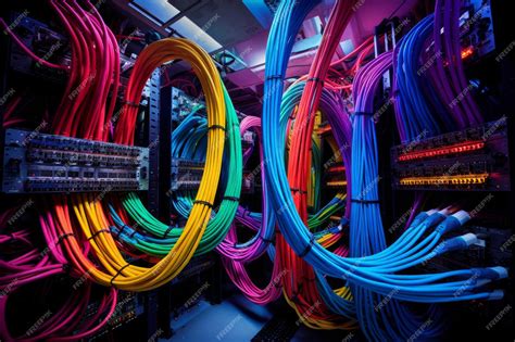 Premium Photo Wired Server Colorful Cables Generate Ai