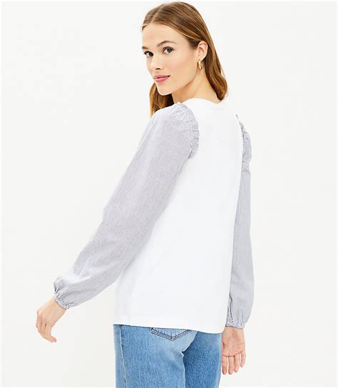 Lace Ruffle Sleeve Mixed Media Top