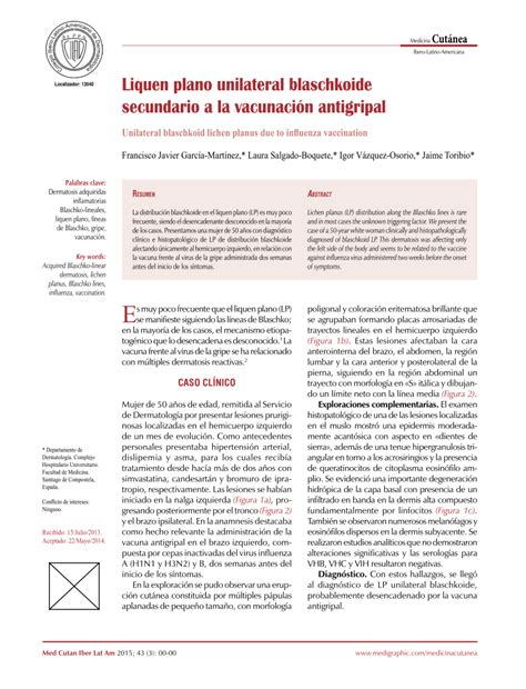 Pdf Unilateral Blaschkoid Lichen Planus Due To Influenza Vaccination