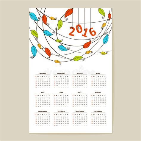 Calendar Grid For 2016 Stock Vector Illustration Of Presentation