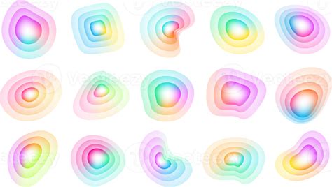 Set Of Gradient Liquid Color Fluid Shapes Abstract Blur Free Form Iridescent Colors Effect