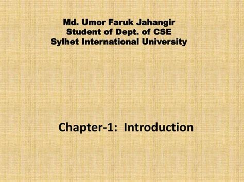 Operating System Chapter One Ppt