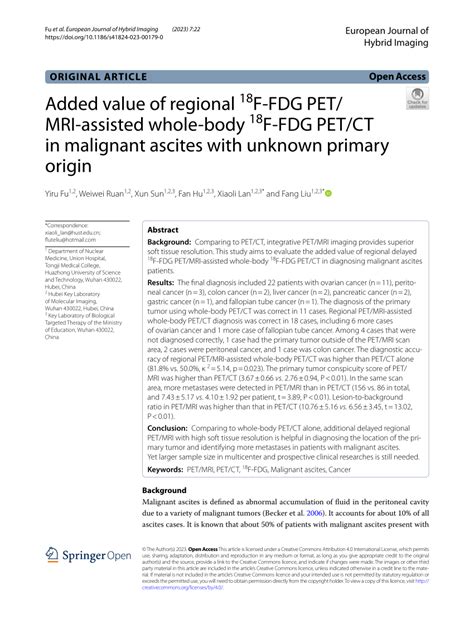 Pdf Added Value Of Regional 18f Fdg Petmri Assisted Whole Body 18f