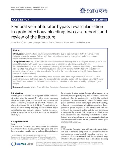 Pdf Femoral Vein Obturator Bypass Revascularization In Groin