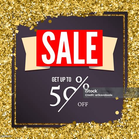 럭셔리 골드 스파클 반짝이 판매 포스터 50 할인까지 받을 광고 및 마케팅에 대 한 포스터입니다 쇼핑 이벤트와 인쇄 브로셔 쿠폰 전단지 태그에 대 한 템플릿 3 차원