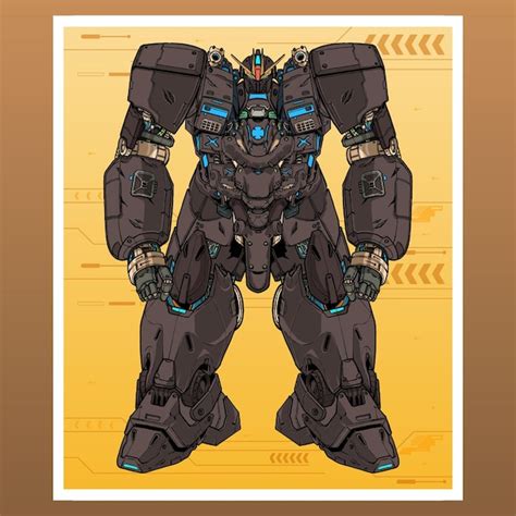 Premium Vector Mecha Robot Comic Builded By Head Arm Body Leg Weapon