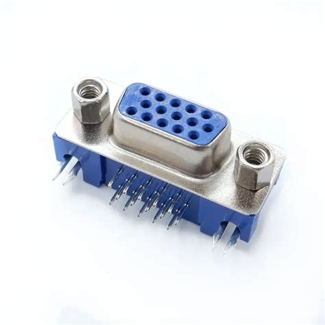 Blue Vga Connector Socket Three Rows Of Pin Degree Bending Feet Db Dr Soldering Plate