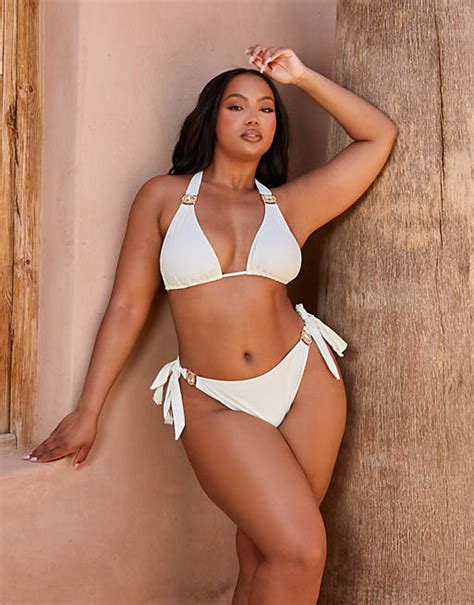 Moda Minx Curve X Bernadette Afia Amour Triangle Bikini Top In Coconut