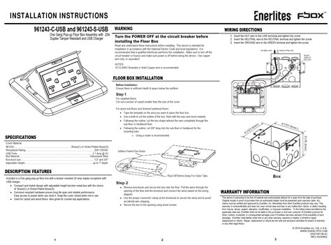 Enerlites Nickel Plated Square Floor Box W Tr Outlet Installation Guide