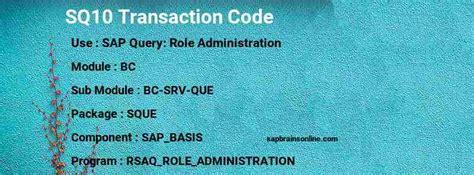SQ10 SAP Tcode For SAP Query Role Administration