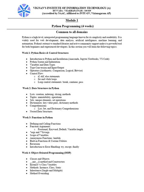 Python Programming Syllabus Pdf