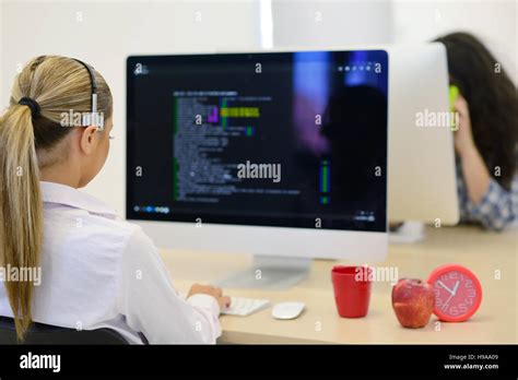 Startup Business Young Woman As Software Developer Working On Computer