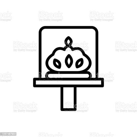 크라운 박물관 아이콘 간단한 줄 Ui 및 Ux 웹 사이트 또는 모바일 응용 프로그램에 대한 역사적 사물 아이콘의 벡터 요소를 간략하게 설명 개념에 대한 스톡 벡터 아트 및