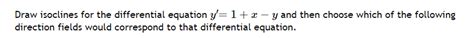 Solved Draw Isoclines For The Differential Equation Y′1x−y