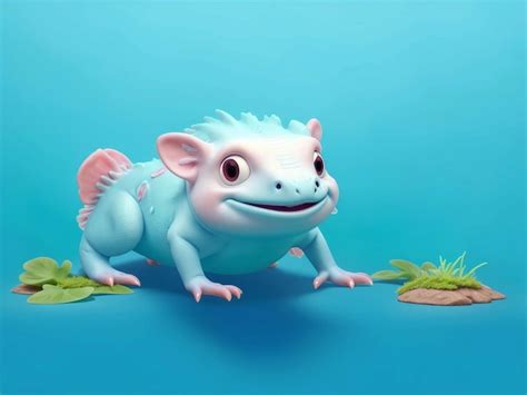 Premium Photo Axolotl Full Body Blue Amp Green Background