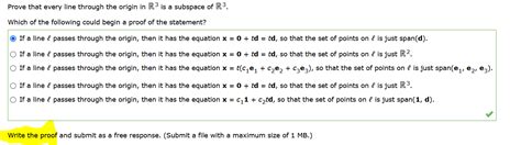 solved prove that every line through the origin in r3 is a