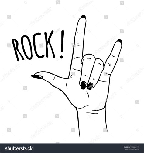 Hand Drawn Female Hand Rock Gesture Vector De Stock Libre De Regalías