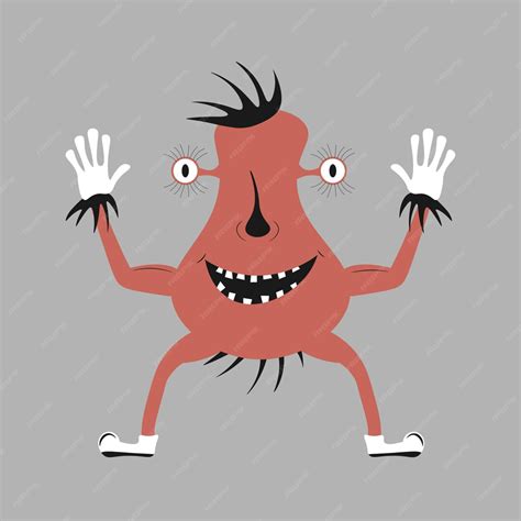 해피 할로윈 몬스터 아이콘 귀여운 가와이이 만화 무서운 재미있는 아기 캐릭터 눈 혀 치아 송곳니 위로 손 평면 디자인 벡터
