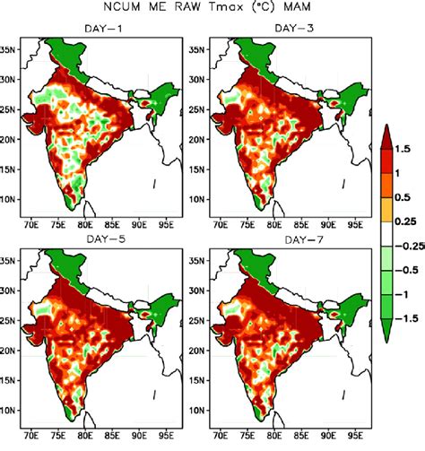 Mean Error In The Ncum T Max Direct Model Output Forecasts For Lead