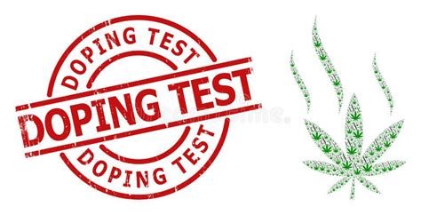 Cannabis Smoke Icon Recursion Collage And Scratched Doping Test Stamp