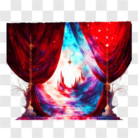 Download Starry Night Stage With Red Curtains And Stairs Png Online