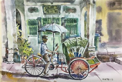 Penang Tricycle Watercolour By Brian Tai Watercolor Paintings