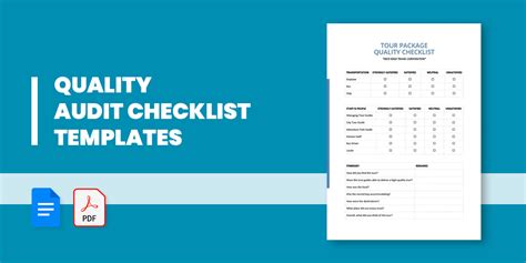 Quality Audit Checklist Templates In PDF DOC