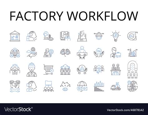 Factory Workflow Line Icons Collection Company Vector Image