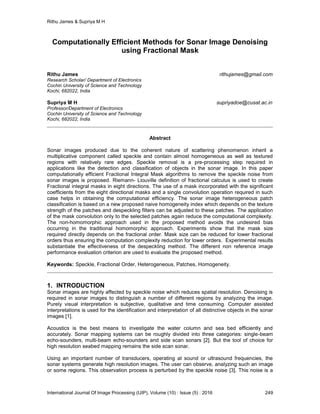 Computationally Efficient Methods For Sonar Image Denoising Using Fractional Mask PDF