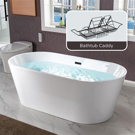 WOODBRIDGE 67 In L X 31 5 In W Acrylic Flat Bottom Soaking Bathtub In