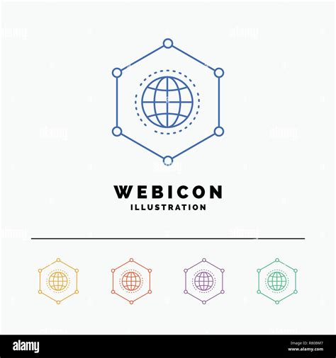 Network Global Data Connection Business 5 Color Line Web Icon