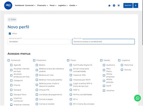Como Criar Um Perfil Central De Ajuda 360 Erp Sistema De Gestão Empresarial