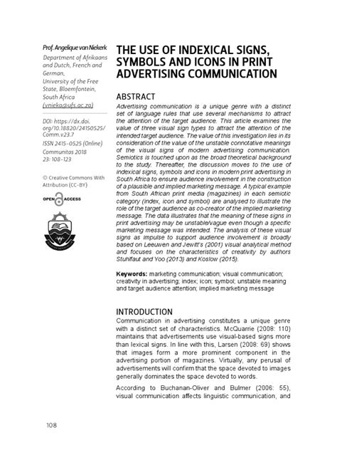 The Use Of Indexical Signs Symbols And Icons Download Free Pdf