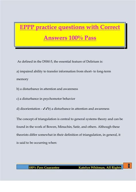 Eppp Practice Questions With Correct Answers 100 Pass Eppp Stuvia Us