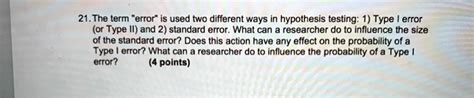 solved 21 the term error is used two different ways in hypothesis