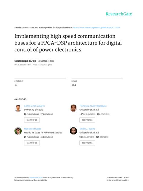 Pdf Implementing High Speed Communication Buses For A Fpga Dsp Architecture For Digital