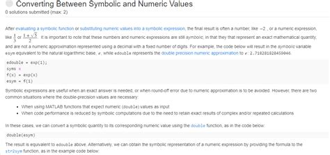 Solved Converting Between Symbolic And Numeric Values O