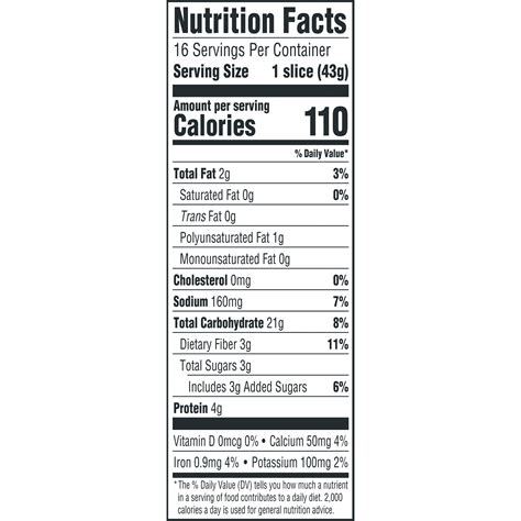 Arnold 100 Whole Wheat Bread Nutrition Facts Besto Blog