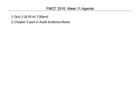 FMGT 3310 Week 11 Ch 5 Part 2 FMGT 3310 Week 11 Agenda Quiz 2 6 35 To 7 30pm Chapter 5