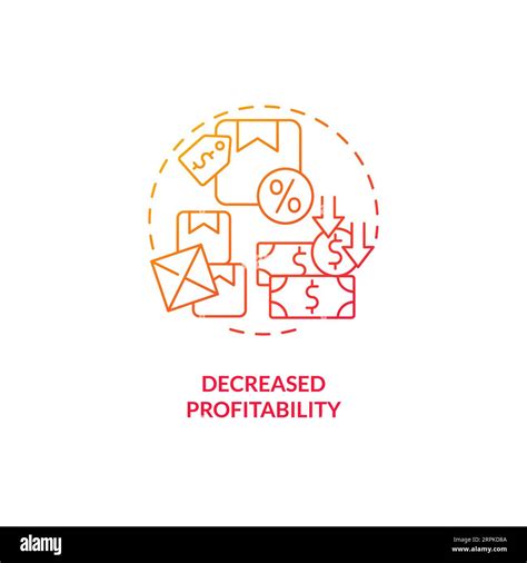 2d Gradient Decreased Profitability Line Icon Concept Stock Vector